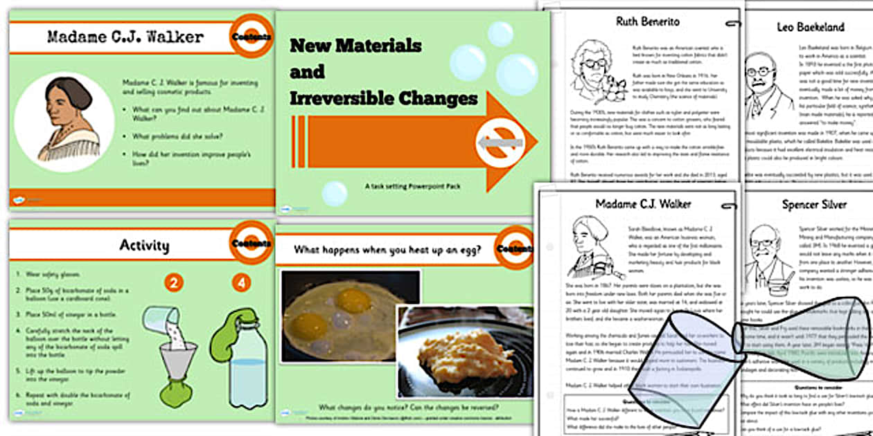 Ages 9-10 Science New Materials and Irreversible Changes Lesson Pack