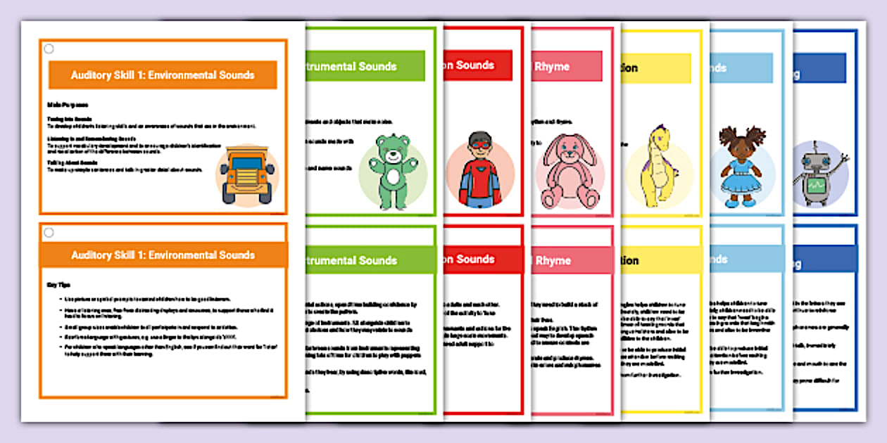 Phonics: Level 1: Auditory Skills Lanyard Cards - Twinkl