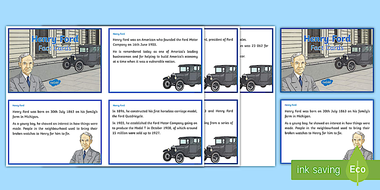 Henry Ford Fact Cards - World Around Us KS2 - Northern Ireland, Ford,