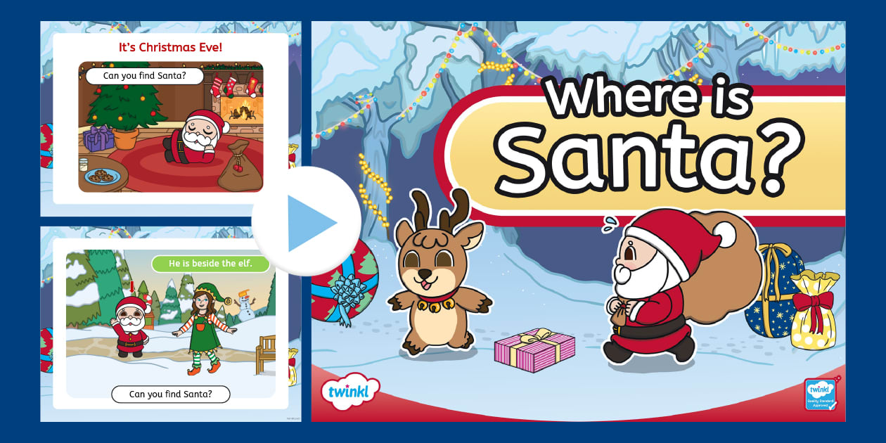 サンタさんはどこだ？簡単な英語ゲーム パワーポイント Where is Santa? English PowerPoint