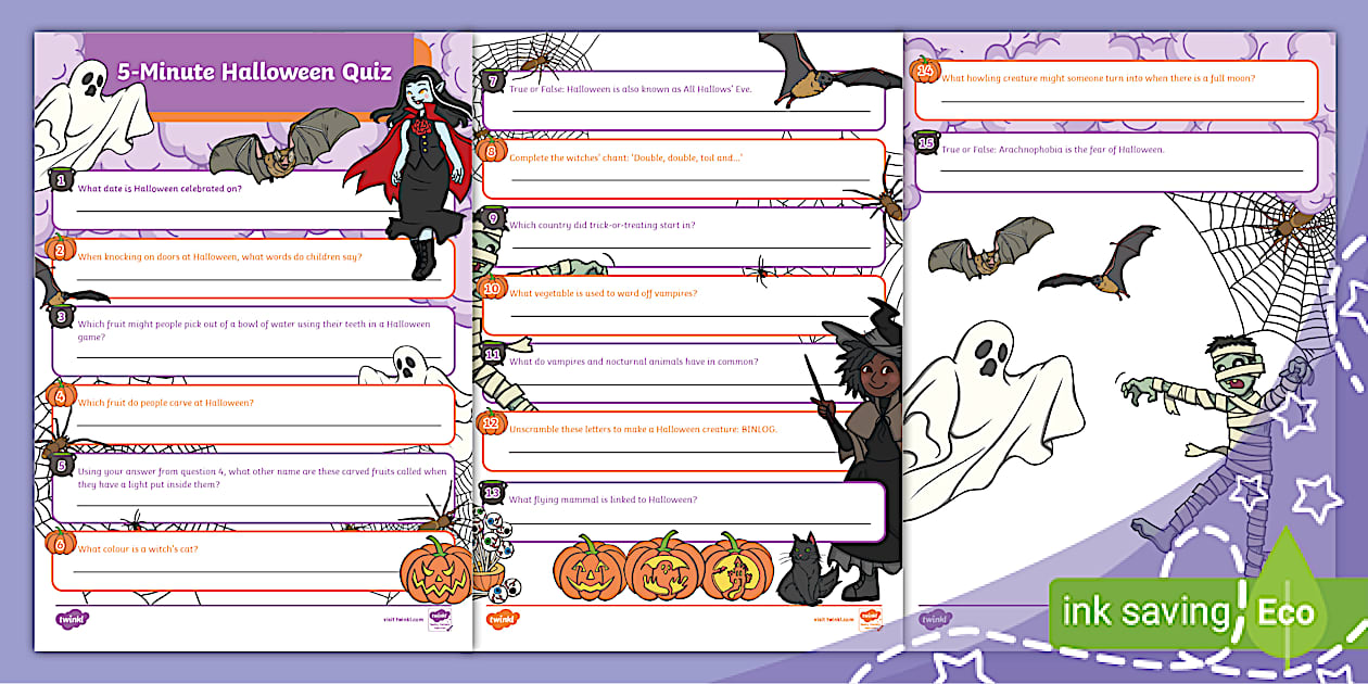 5-Minute Easy Halloween Quiz (Answers Included) - Twinkl