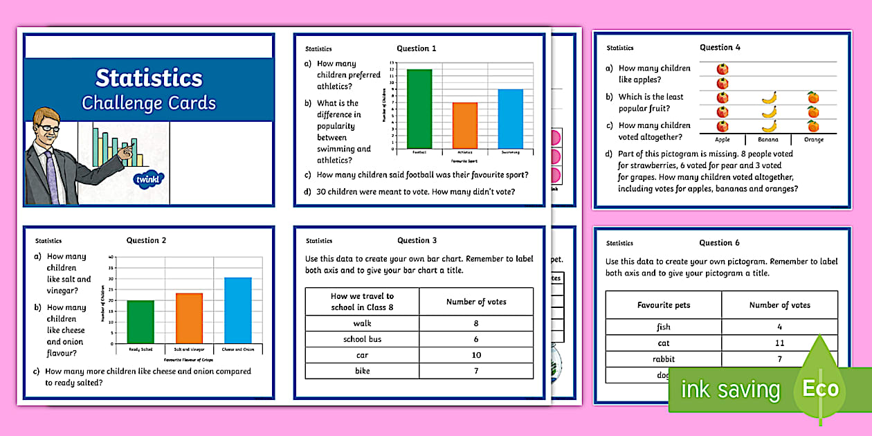 LKS2 Statistics Challenge Cards - Twinkl