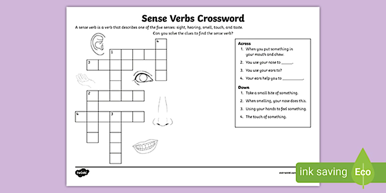 Sensing Verbs Crossword (Teacher-Made) - Twinkl