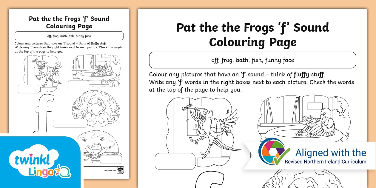 Pat and the Frogs 'f' Sound Colouring Page (professor feito)