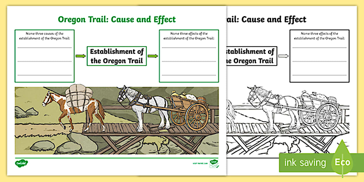 Oregon Trail Cause and Effect Worksheet for 3rd-5th Grade