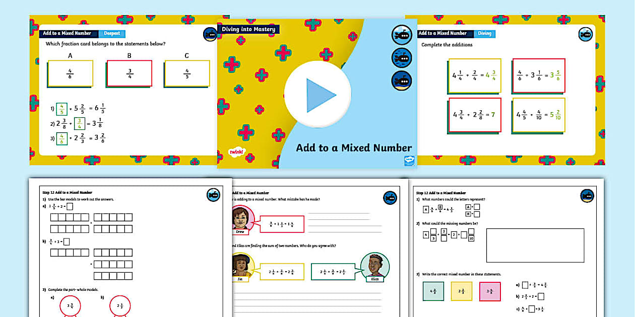 👉 Y5 DIM: Step 12 Add to a Mixed Number Teaching Pack