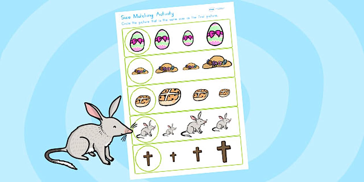 Easter Size Matching Worksheet (teacher made) - Twinkl