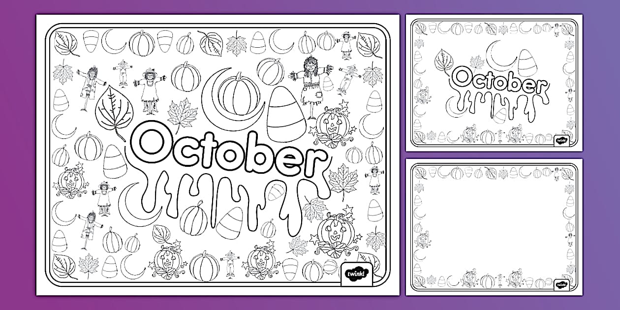 Let's Doodle! October Coloring Sheets (Teacher-Made)