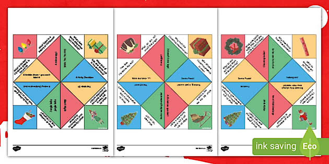 Christmas Jokes Fortune Teller Template - Twinkl