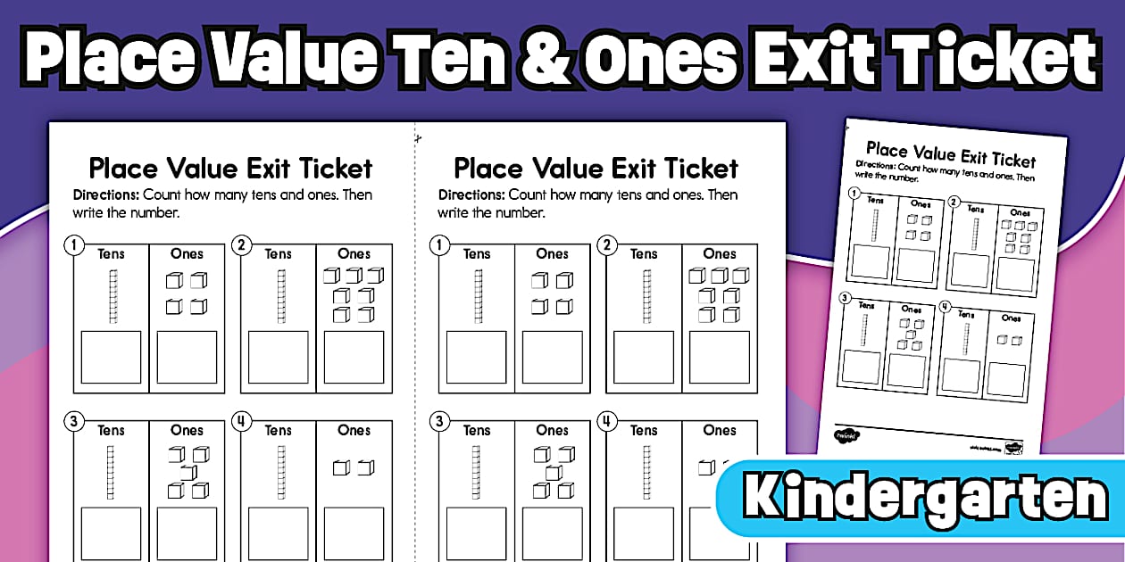 Kindergarten Place Value Ten and Ones Exit Ticket