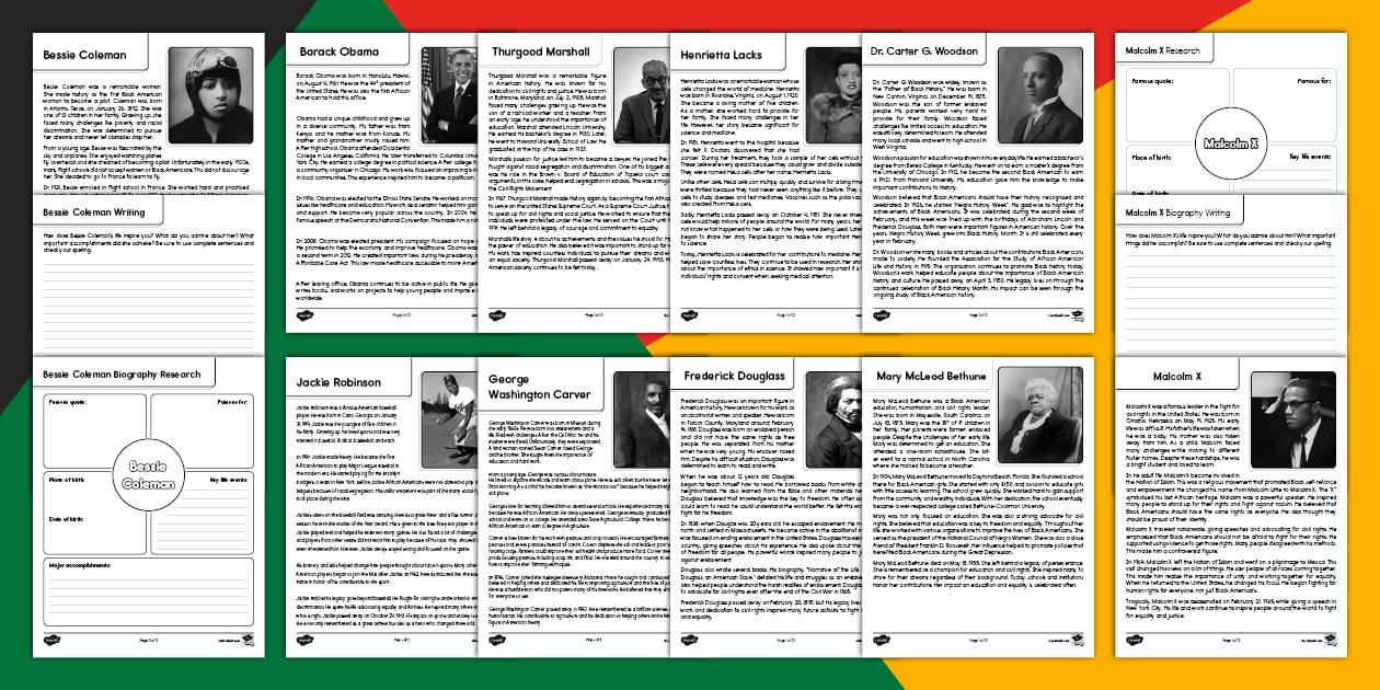 Black History Month Biography Read, Research, and Write