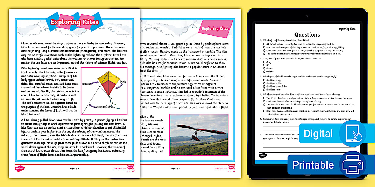 Discovering Kites Answer Key Comprehension | Twinkl USA