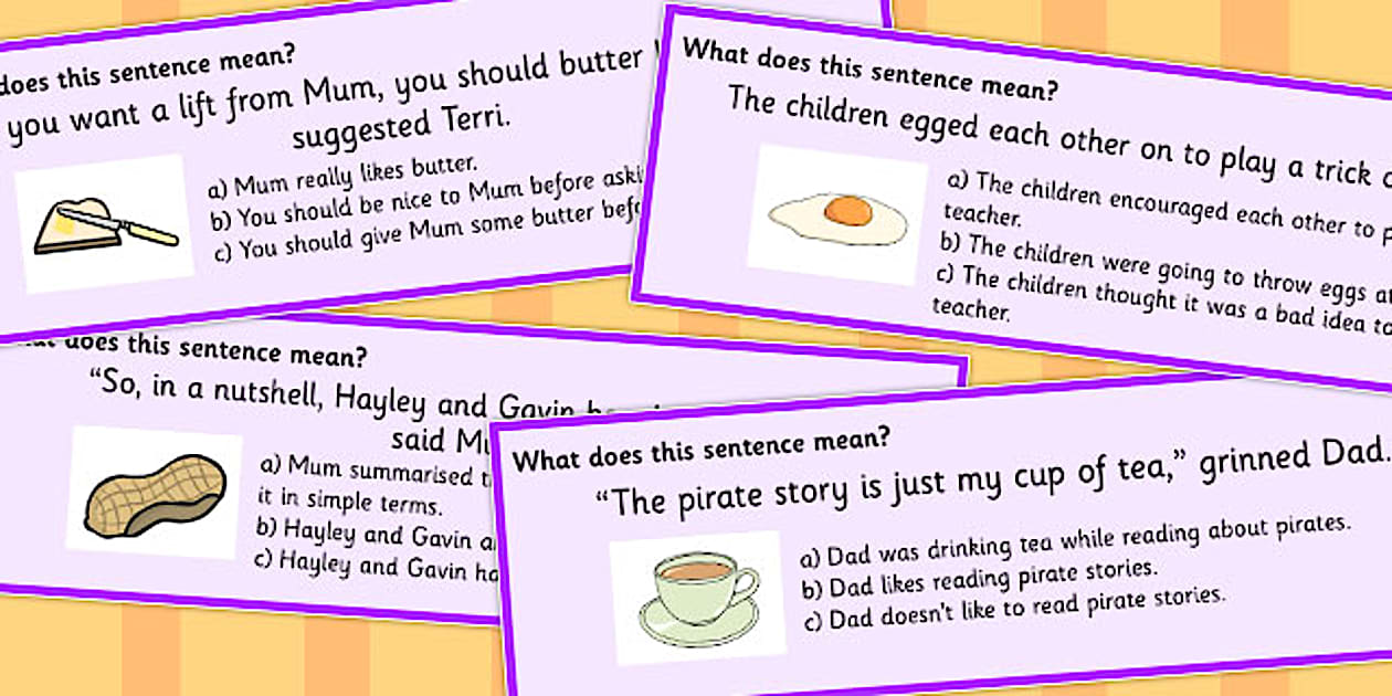 Food Idioms Sentence Cards Multiple Choice Set 2 - Twinkl