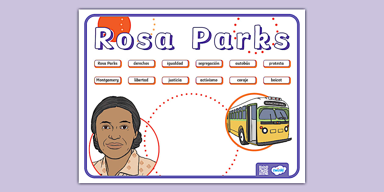 Tapiz de vocabulario: Rosa Parks (teacher made) - Twinkl