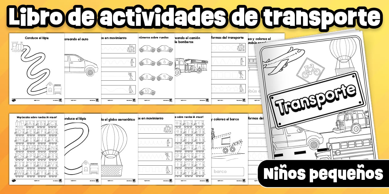 Libro de actividades de transporte para niños pequeños