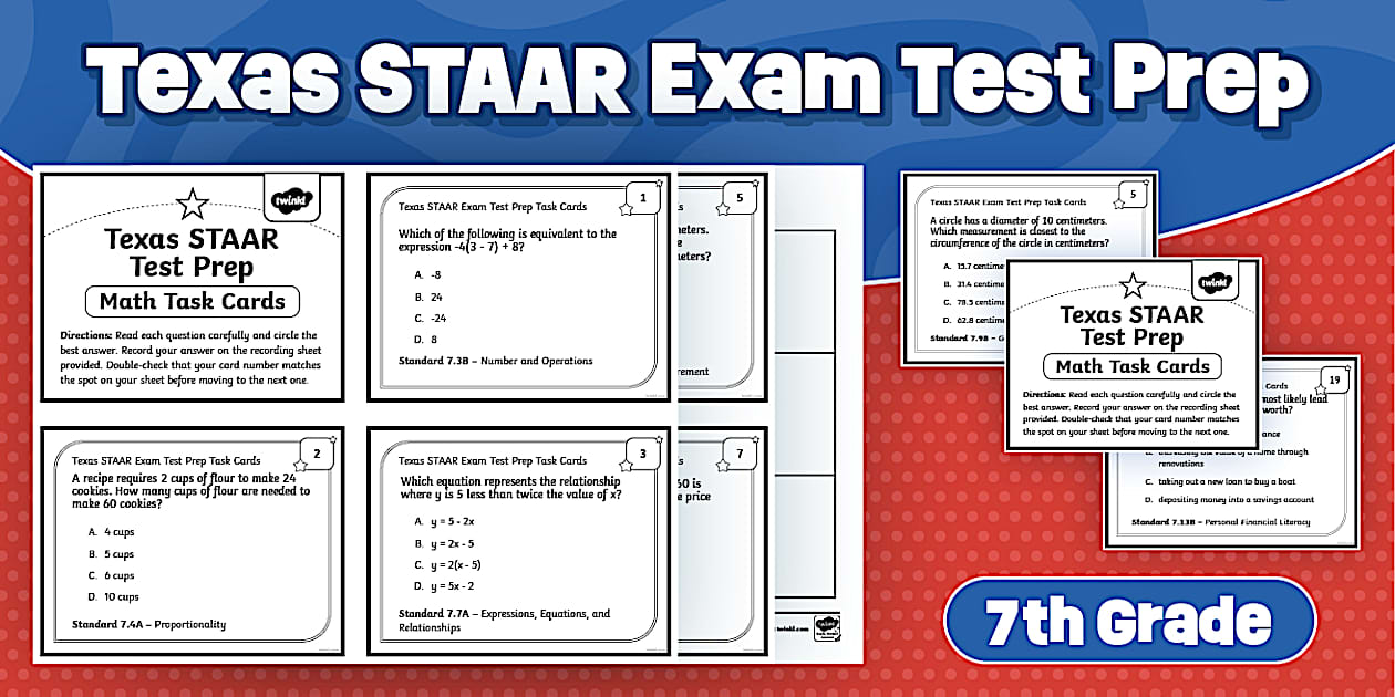 Seventh Grade Math Task Cards | Texas STAAR Test Prep