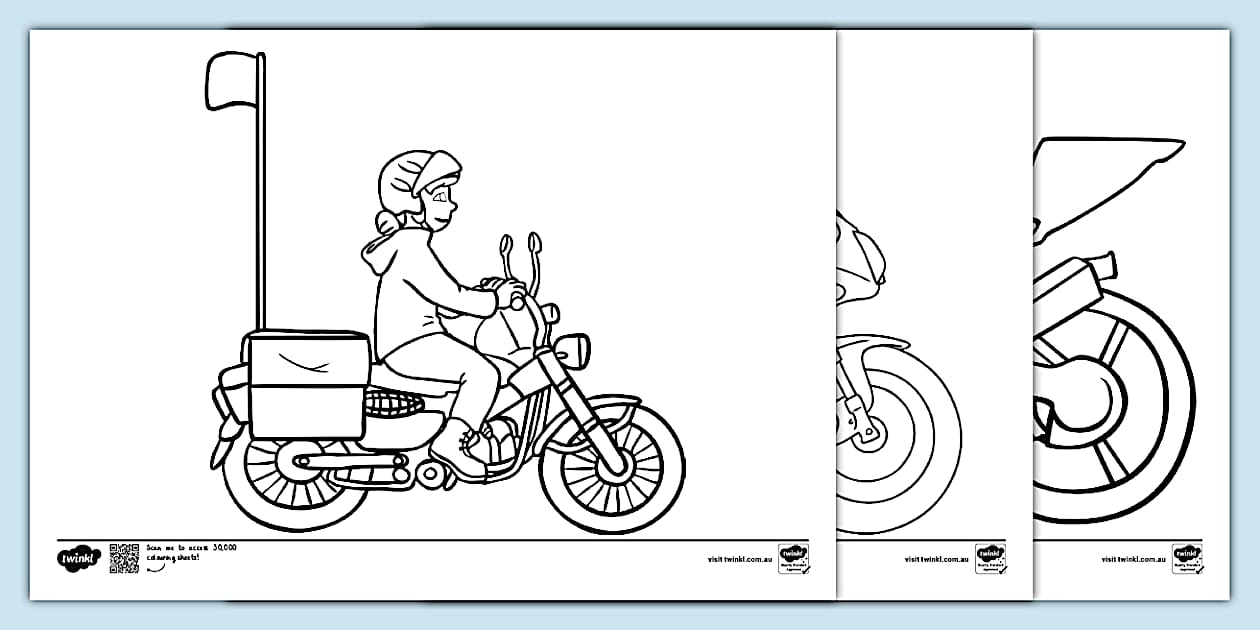 Motorcycle Colouring Pages | OSHC Resources | Twinkl