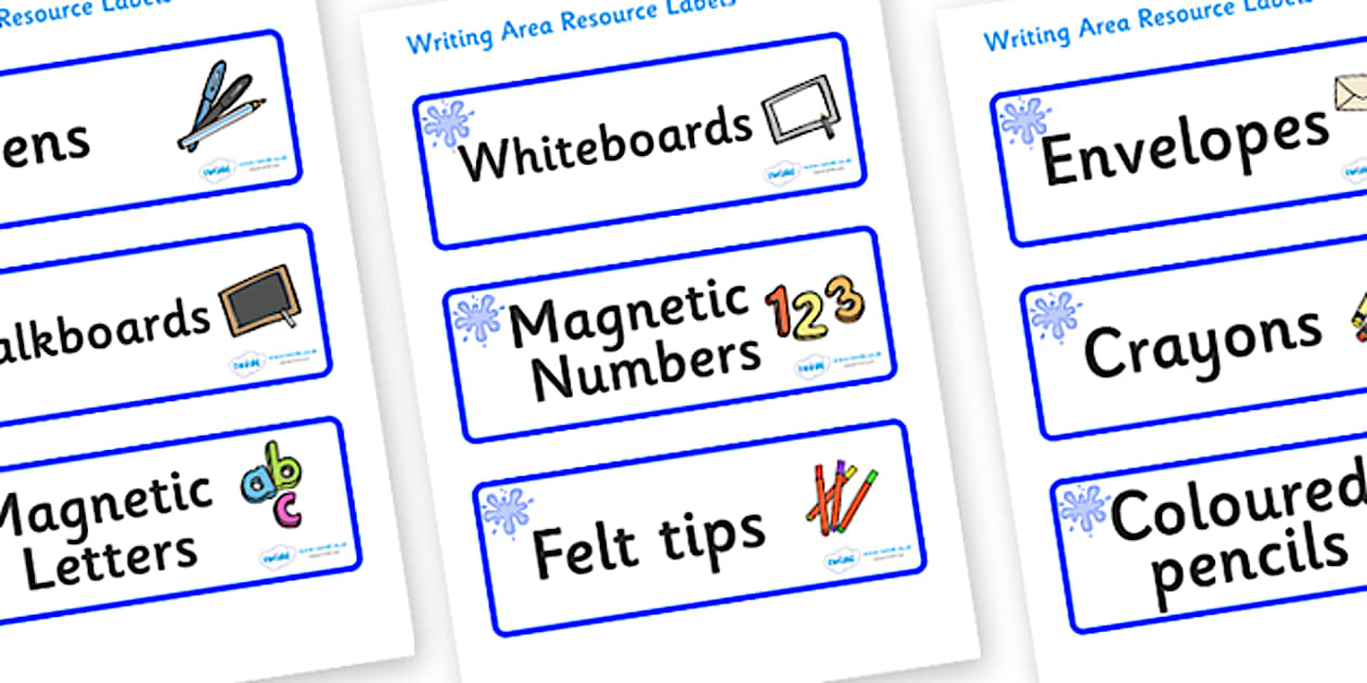 Blue Themed Editable Writing Area Resource Labels - Twinkl