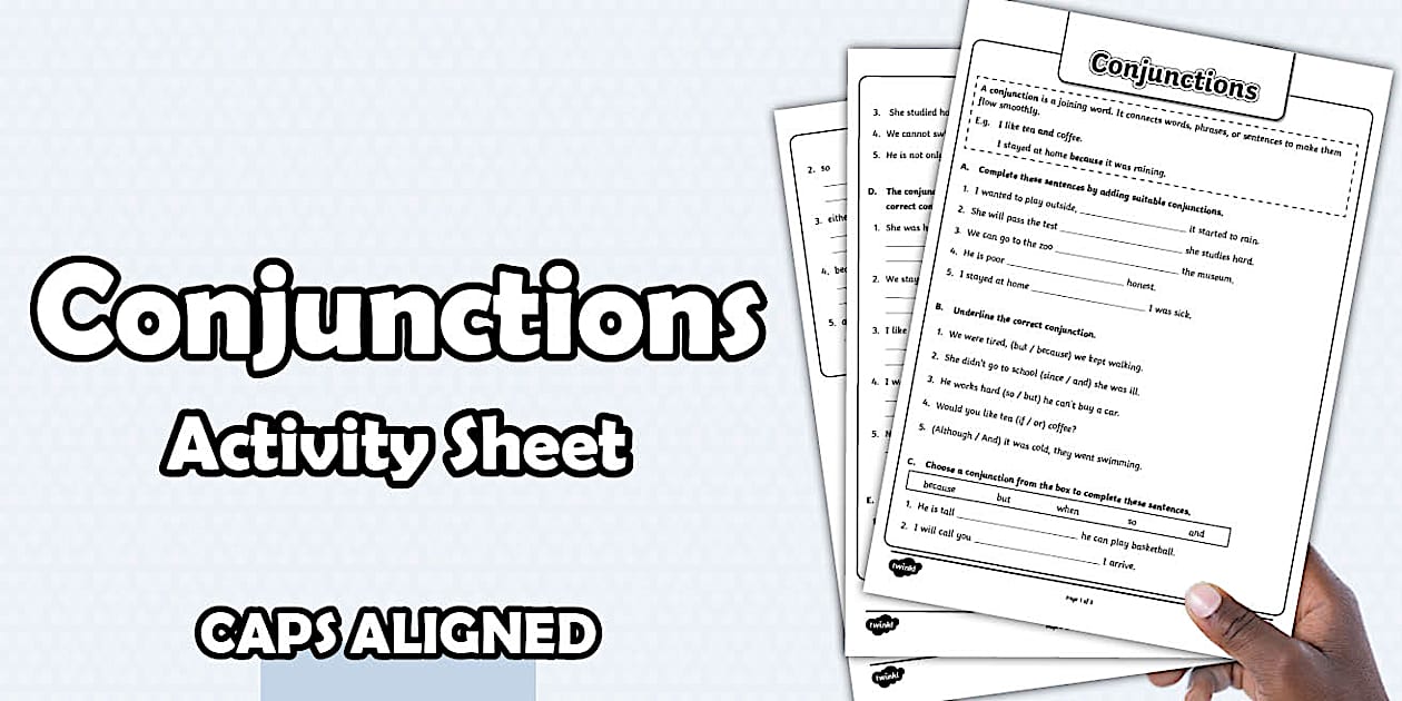 Word Skills – Conjunctions – Activity Sheet (CAPS Aligned)
