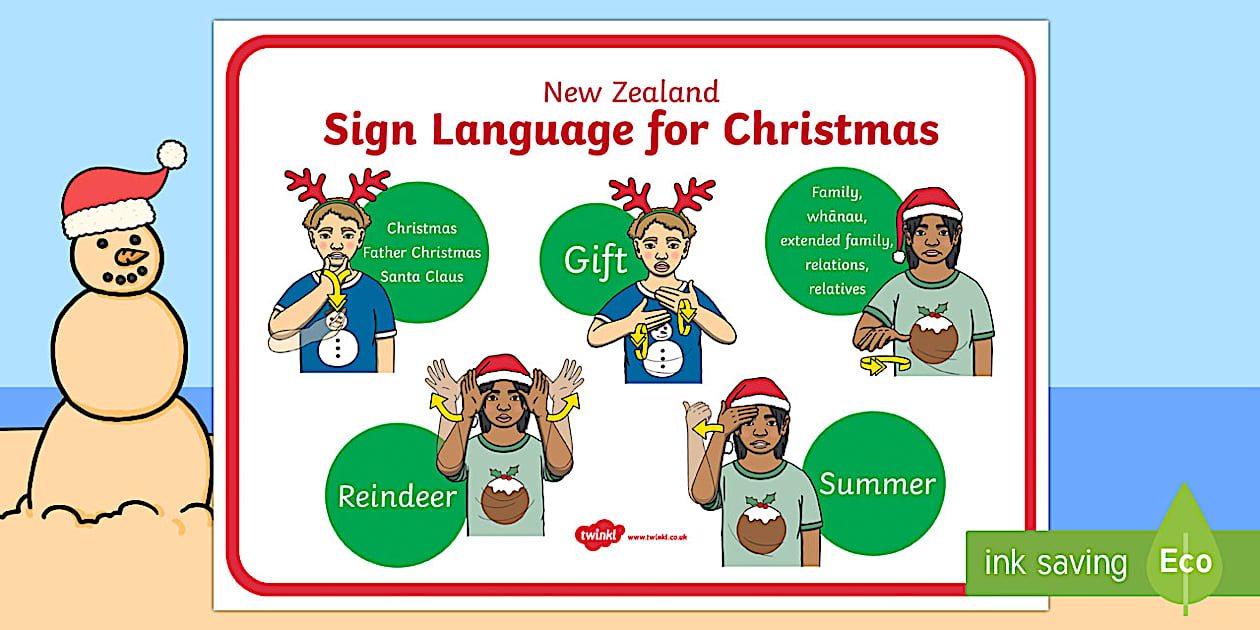 New Zealand Sign Language Christmas Display Poster - Twinkl