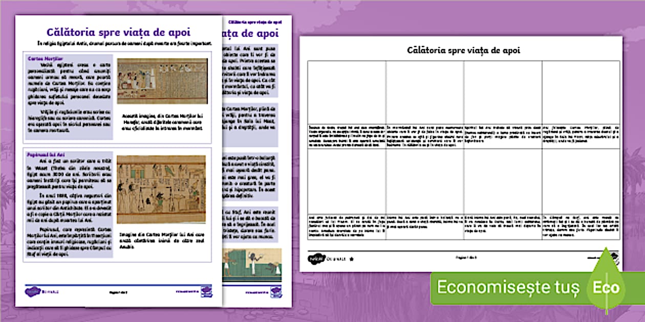 Călătoria spre viața de apoi în Egiptul Antic Fișă de lectură