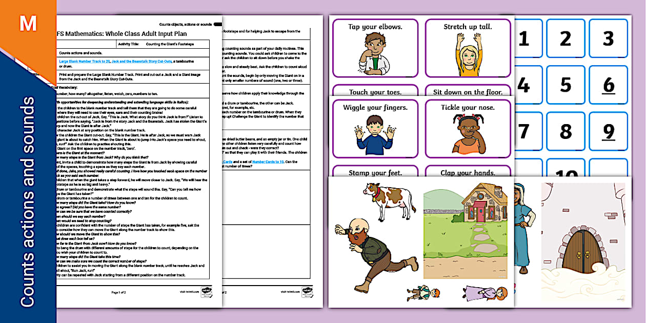 EYFS Maths Counting the Giant's Footsteps Plan and Resources