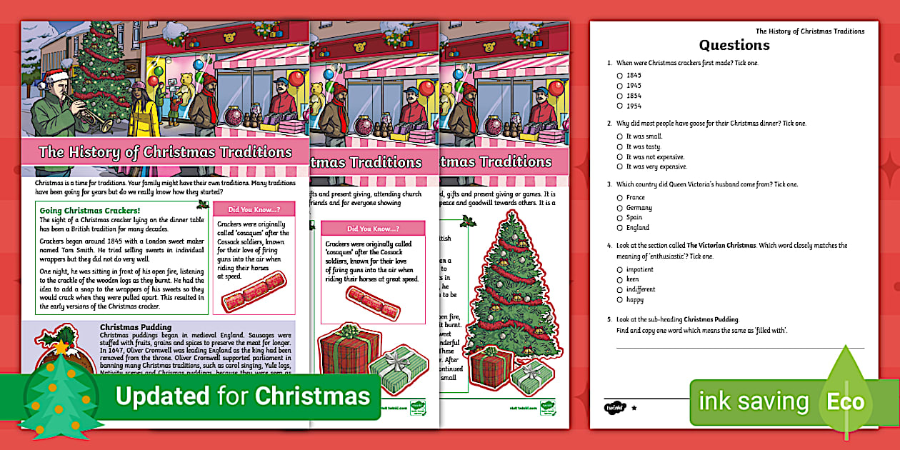 LKS2 The History of UK Christmas Traditions Comprehension