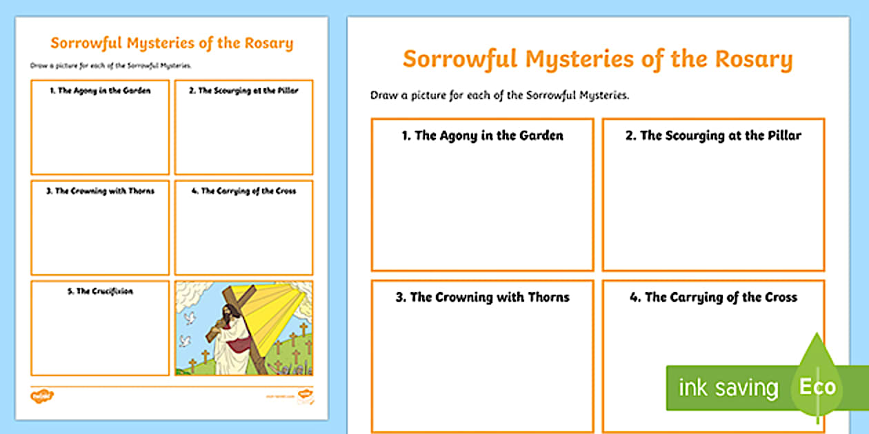 The Sorrowful Mysteries of the Rosary Worksheet Worksheet