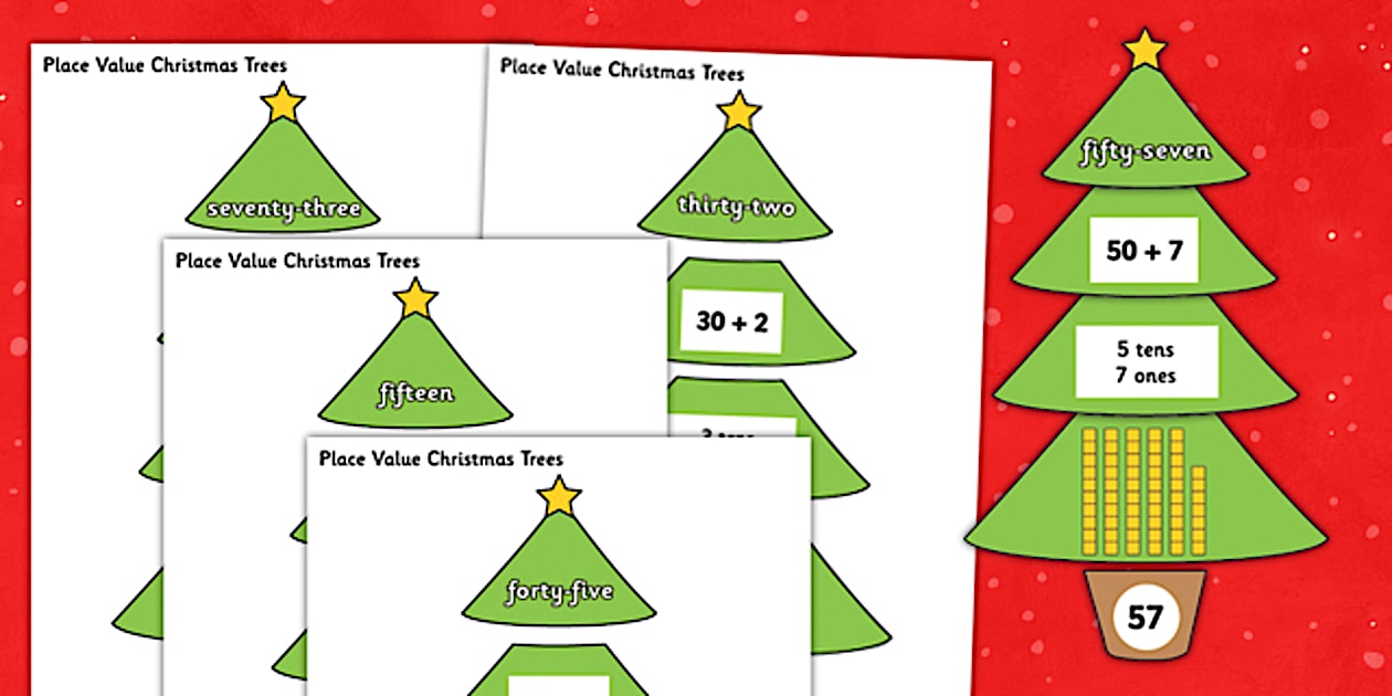 Editable Place Value Christmas Trees (teacher made) - Twinkl