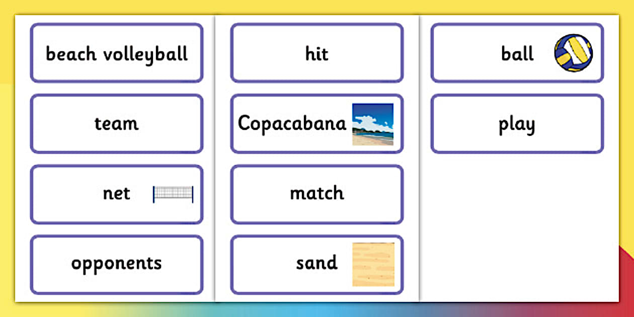 Editable Beach Volleyball Word Cards - Twinkl