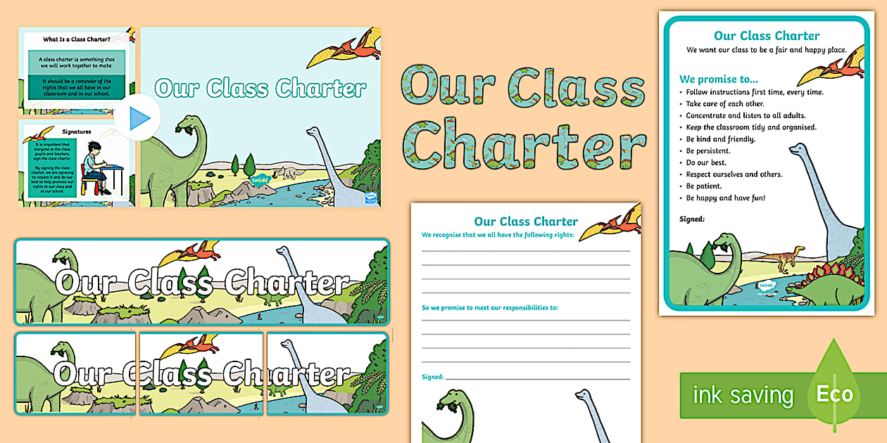 Our Class Charter Dinosaur-Themed Resource Pack - Twinkl
