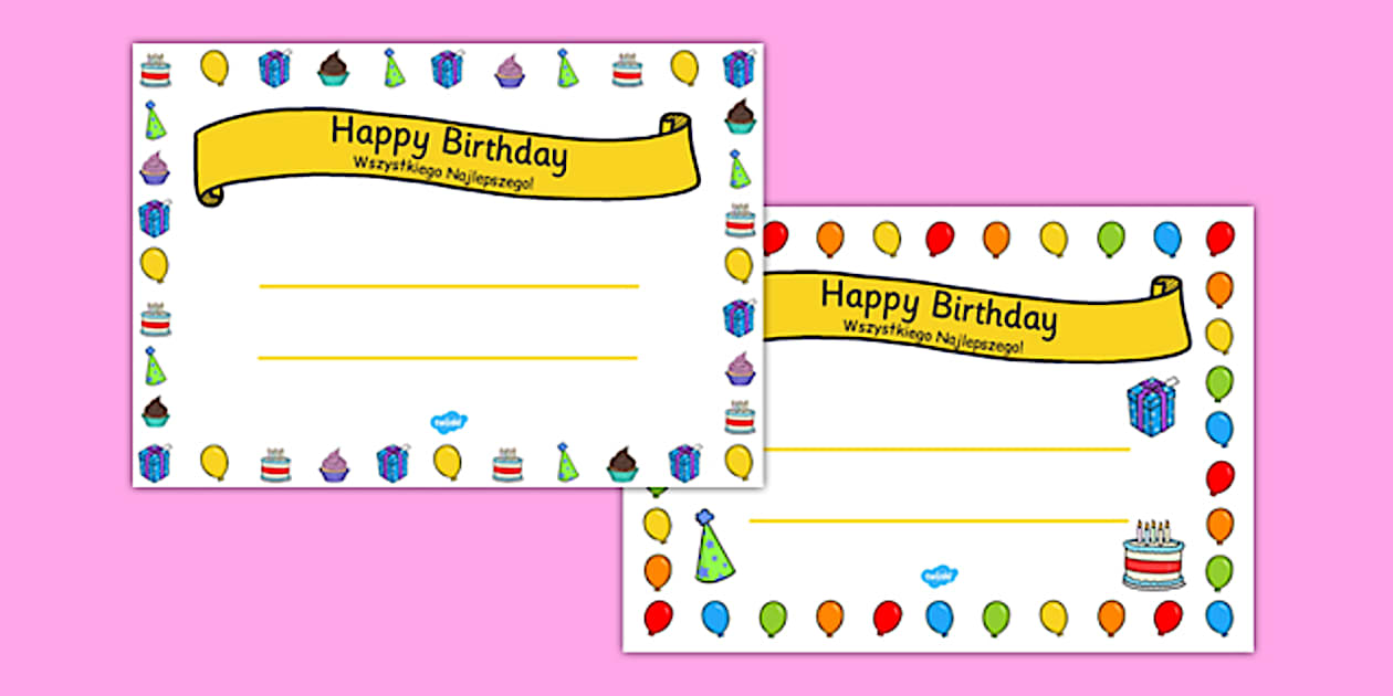 General Happy Birthday Certificates Polish Translation