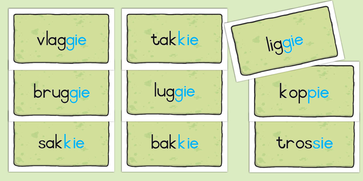 Graad 3 Klanke Verkleinwoorde bus - bussie Woordmuurkaarte