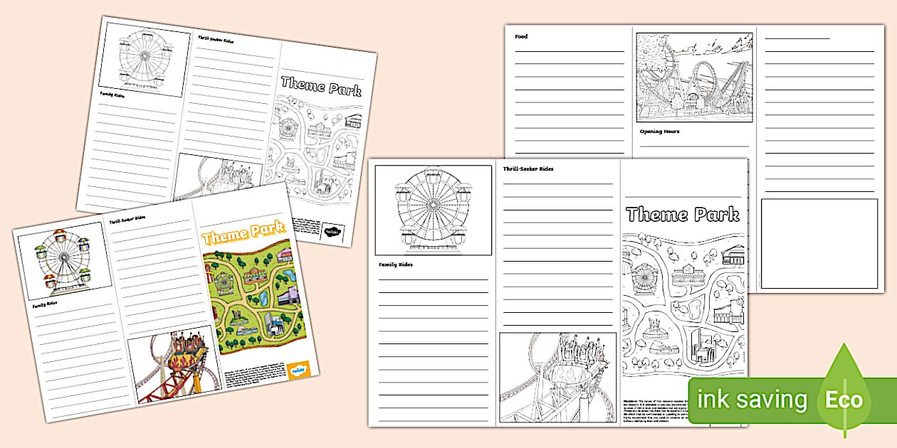 Theme Park Leaflet Template (teacher made) - Twinkl