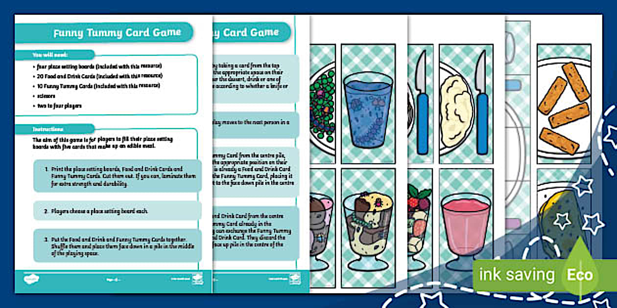 Funny Tummy Card Game (teacher made) - Twinkl