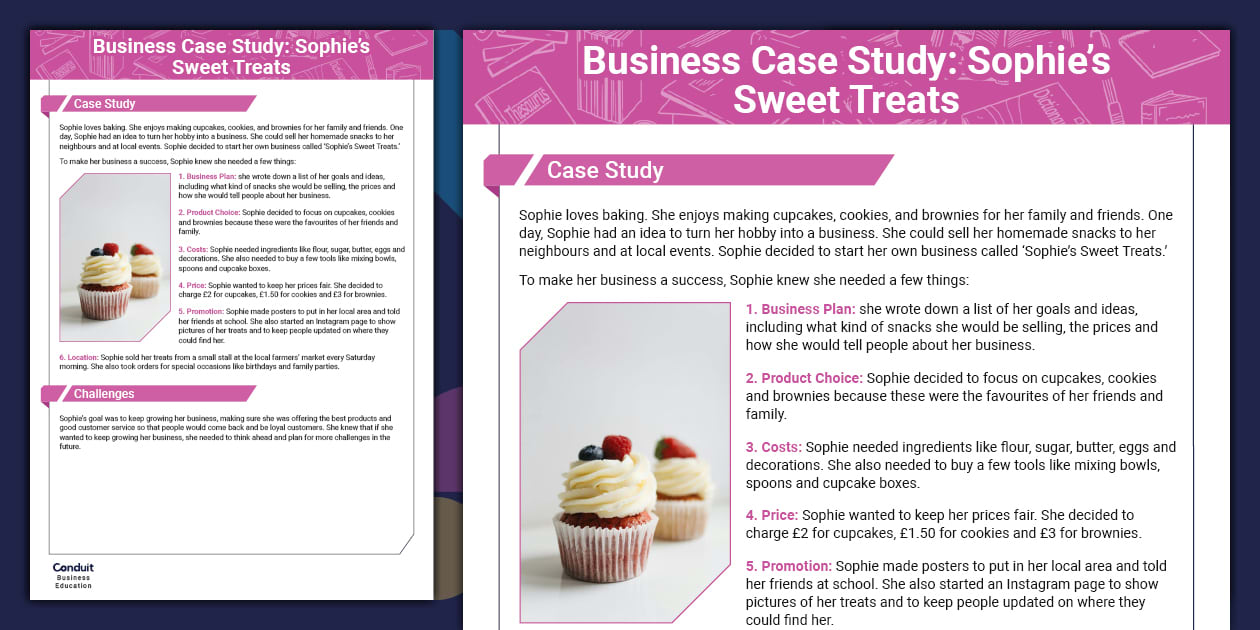Business Case Study: Sophie's Sweet Treats (teacher made)