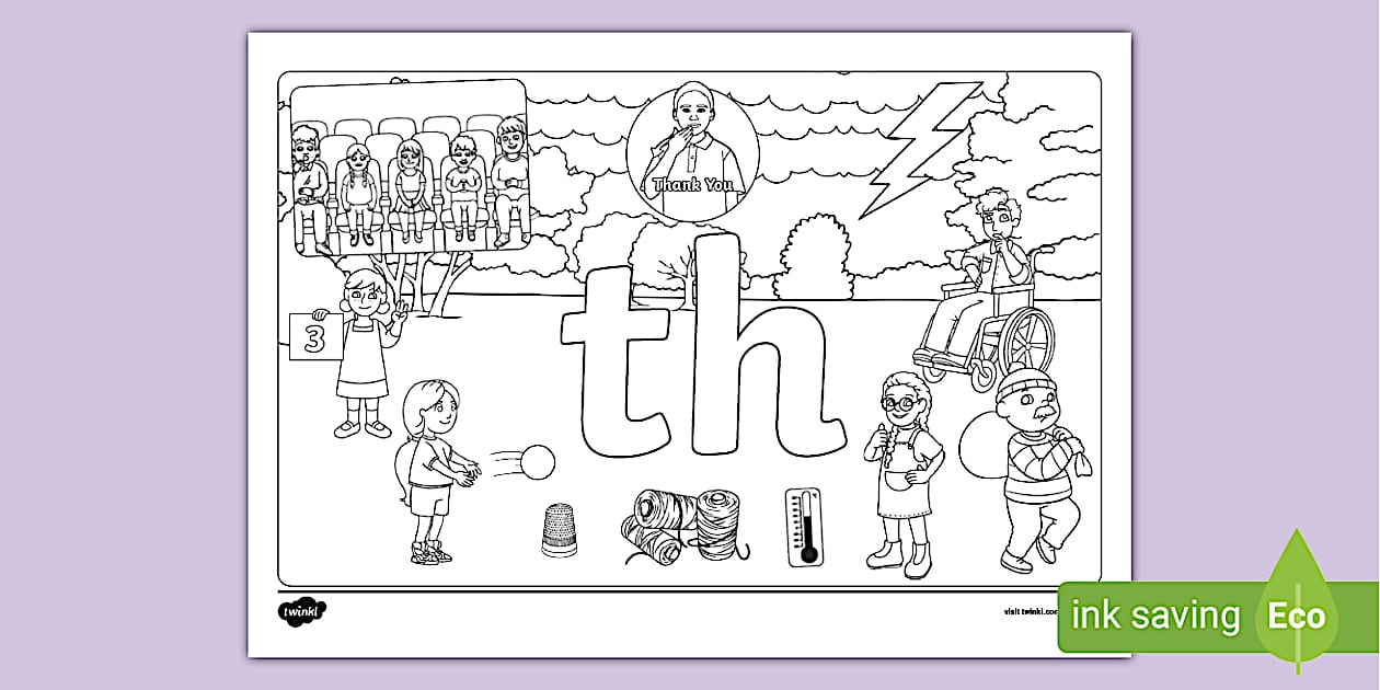 'th' Sound Loaded Colouring Sheet, Th sound (teacher made)
