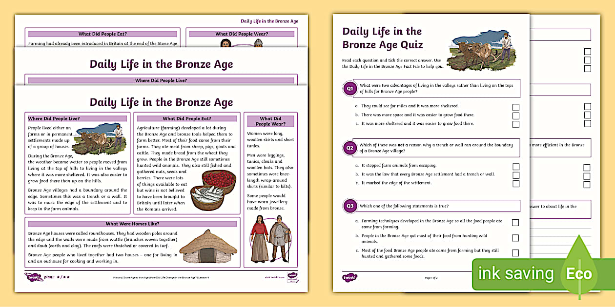 Bronze Age Quiz and Fact File - KS2 (l'enseignant a fait)