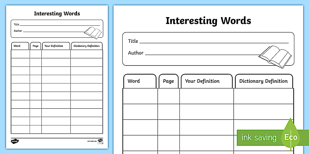 Interesting Words Reading Worksheet / Worksheet - Twinkl