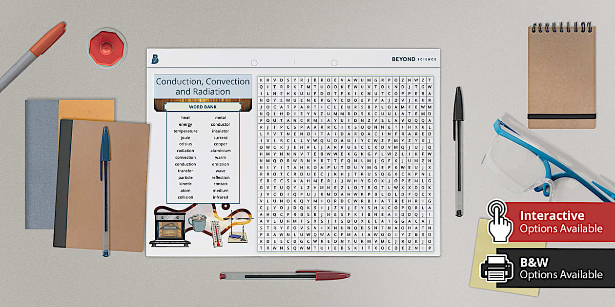 Conduction, Convection and Radiation Word Search - Twinkl