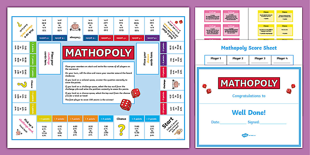Elapsed Time Mathopoly Game (teacher made) - Twinkl