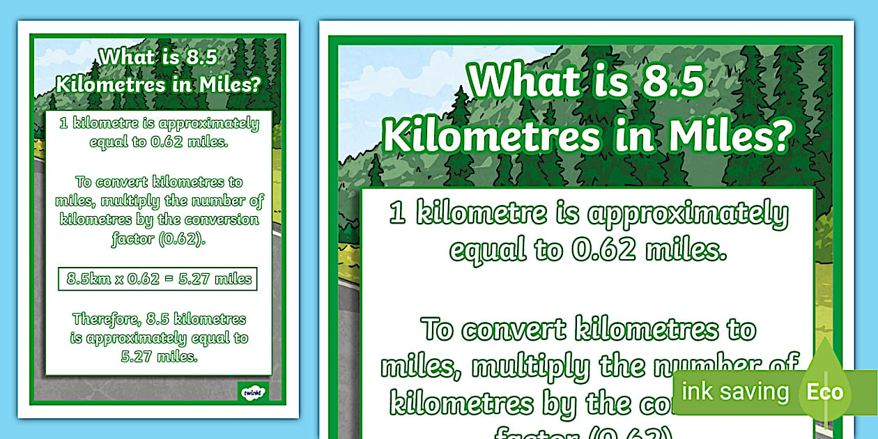 👉 What Is 8.5 Kilometres in Miles? Display Poster