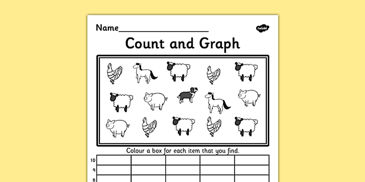 Farm Count and Graph Worksheet (teacher made) - Twinkl