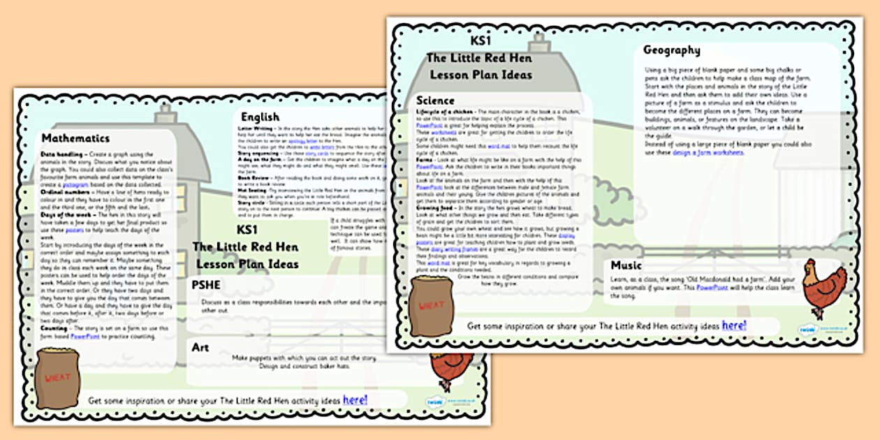 The Little Red Hen Lesson Plan Ideas KS1