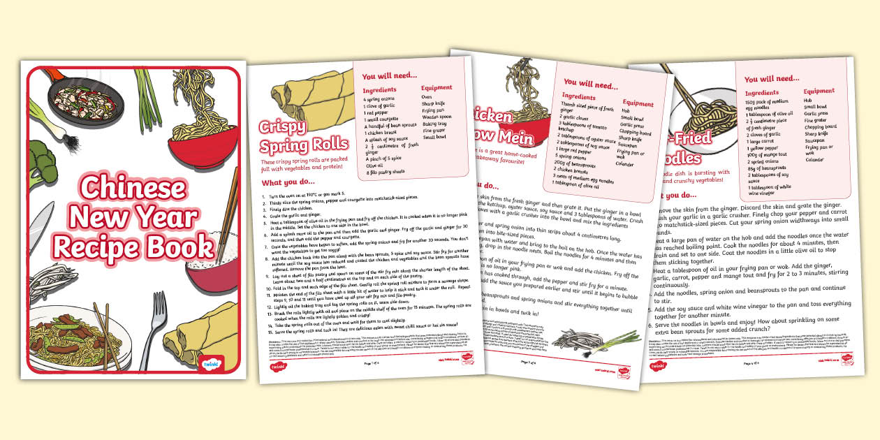 Chinese New Year Recipe Booklet (teacher made) - Twinkl