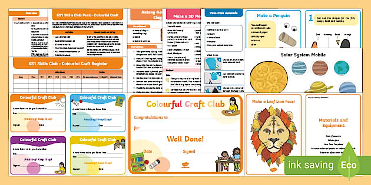 KS1 Skills Club Pack: Colourful Crafts (teacher made)