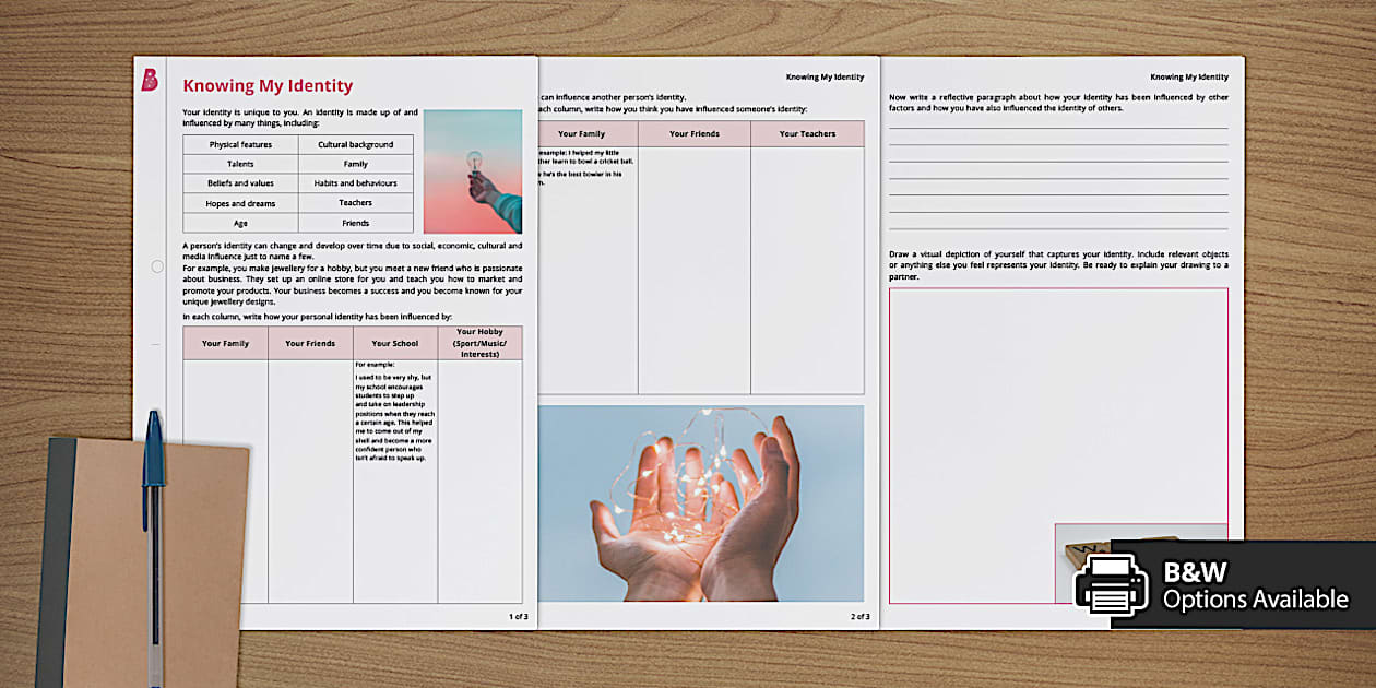 Knowing My Identity Worksheet (teacher made) - Twinkl