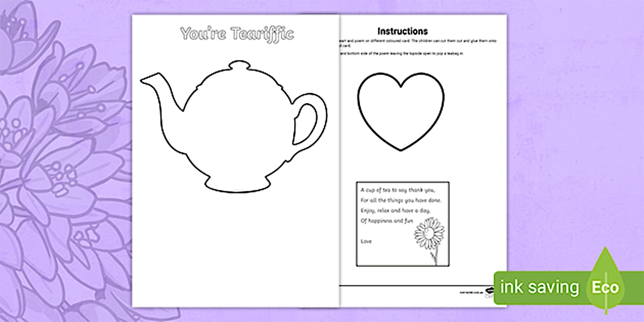 Mother’s Day Tea Card Paper Craft (teacher made) - Twinkl