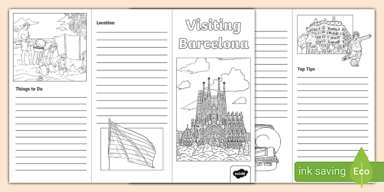 Barcelona Travel Leaflet Template (teacher made) - Twinkl
