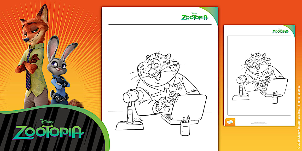 Zootopia: Clawhauser Colouring Page
